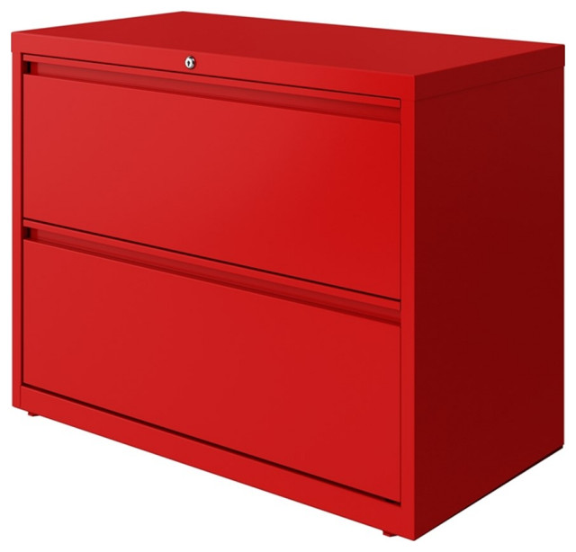 Pemberly Row 36" Metal Lateral File Cabinet with 2 Drawers in Lava Red ...