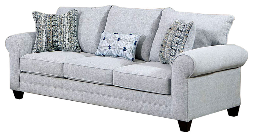 Loose Pillow Back Sofa with Pillows in Gray - Transitional - Sofas - by ...