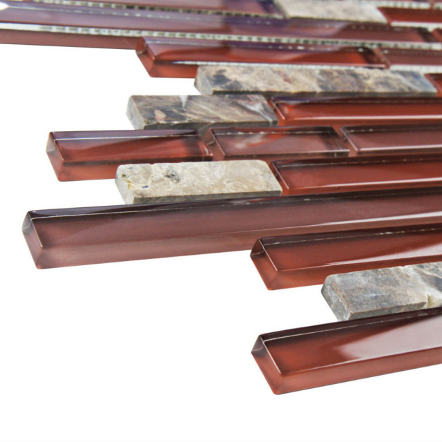 Tessera Piano Mosaic Wall Tile, Bordeaux, Sample - Contemporary ...