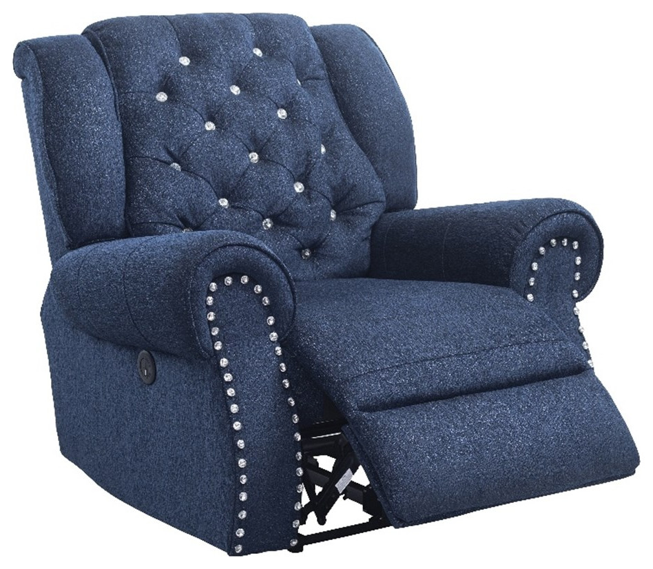 Global Furniture USA Grace Dark Blue Power Recliner - Contemporary ...