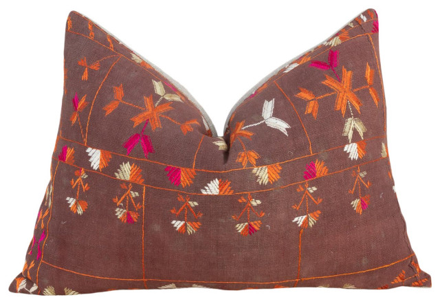 Esha Antique Indian Folk Lumbar Pillow - Mediterranean - by De-cor | Houzz