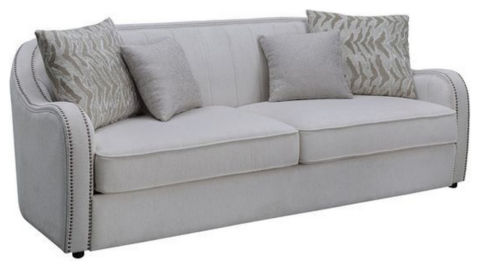 Benzara BM269605 Sofa With Sloped Arms and Nailhead Trim, Gray ...