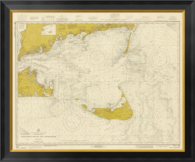 Nautical Chart, Nantucket Sound And Approaches 1973, Sepia Tinted, 20 ...