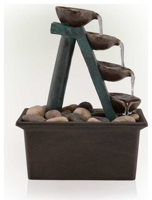 Alpine 4-Tier Step Tabletop Fountain, 8" Tall - Contemporary - Indoor ...