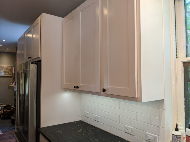 Spray Finished Kitchen Cabinets using Sherwin Williams Kem Aqua Lacquer ...