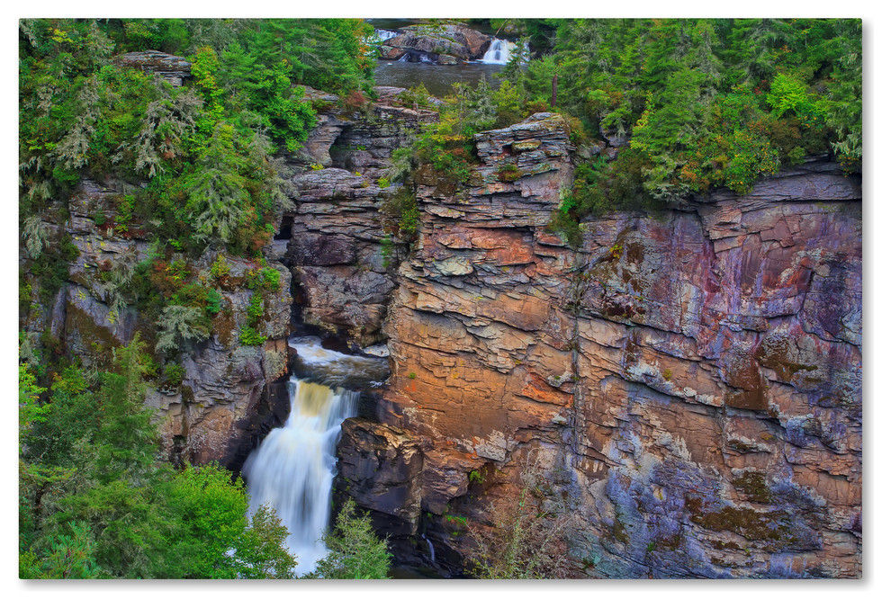 Bob Rouse 'Linville Falls' Canvas Art, 30"x47" - Rustic - Prints And ...