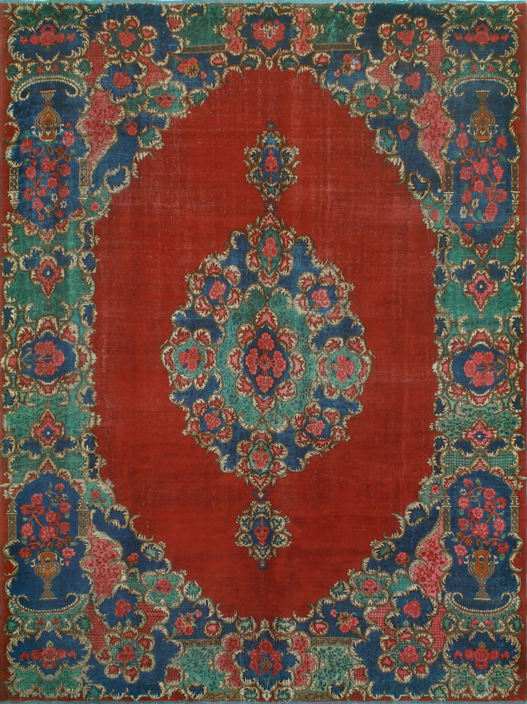 Fine Vintage Distressed Mamlaka Red/Green Rug, 10'5x12'8, 10'5x12'8 ...