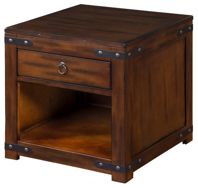 Santa Fe End Table With Bracket Accents - Industrial - Side Tables And ...