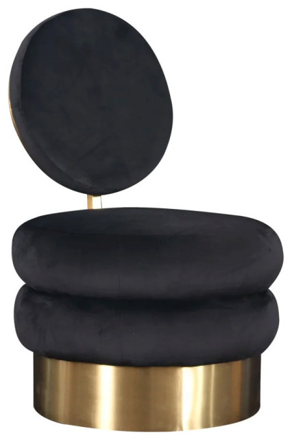 Janice Modern Black Velvet & Gold Accent Chair - Contemporary ...