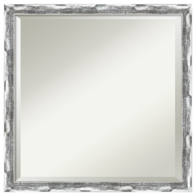 Scratched Wave Chrome Framed Wall Mirror, 22 in. x 22 - Farmhouse ...