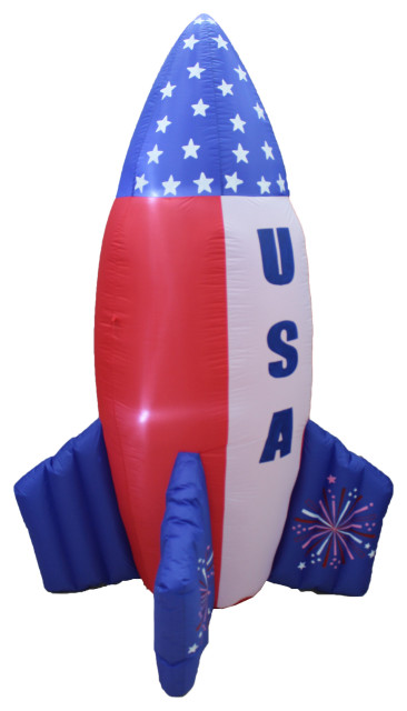 6' Patriotic USA Rocket Ship Inflatable - Traditional - Outdoor Holiday ...
