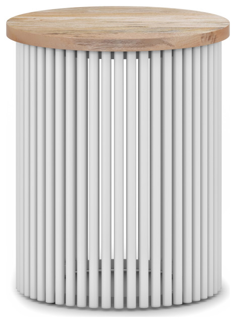 Demy Metal And Wood Accent Table, Natural, White - Transitional - Coffee Table Sets - by Dot ...