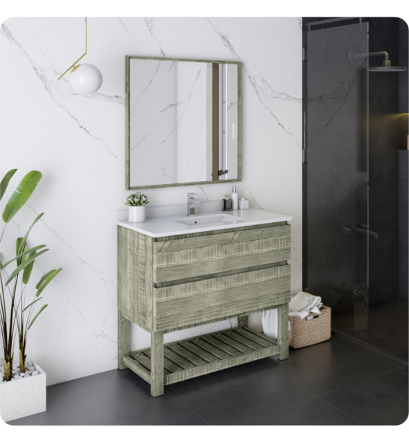 Fresca Formosa Modern Bathroom Vanity With Open Bottom & Mirror, 36 ...