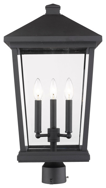 Beacon 3-Light Outdoor Post Mount Fixture Light In Black, 12.000 ...