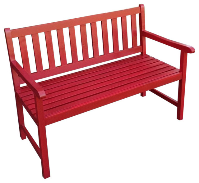 Pemberly Row Patio Garden Bench in Red - Contemporary - Outdoor Benches ...