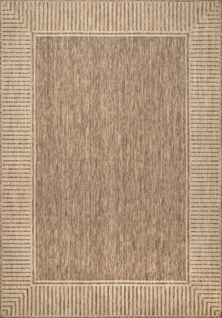 nuLOOM Asha Border Indoor/Outdoor Striped Area Rug, 6'7"Round ...