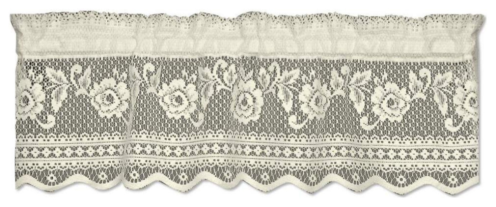 Heritage Lace Victorian Rose Insert Valance in Ecru, 36" wide x 11 ...