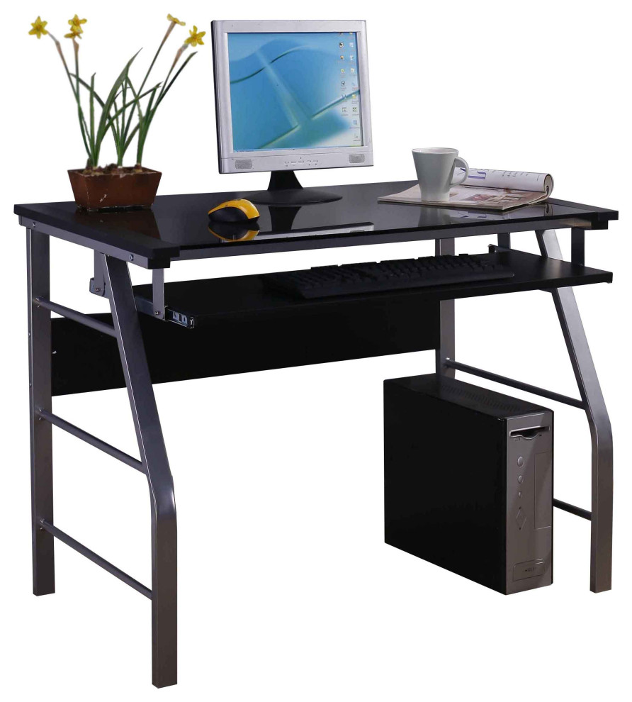 Branson Home & Office Workstation Computer Desk, Silver/Black ...