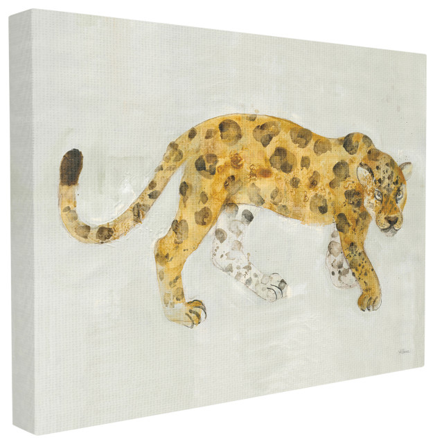 Leopard Prowling Large Cat Animal Watercolor Painting, 30"x40 ...