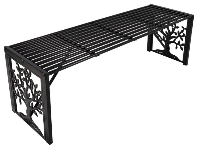 Straight Metal Bench Tree of Life - Transitional - Outdoor Benches - by ...