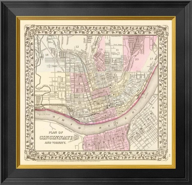 "Cincinnati, Ohio, 1880" by Samuel Augustus Mitchell, 20x20", 20"x1.5 ...