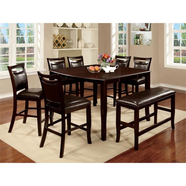 Bowery Hill Transitional Wood Expandable Counter Dining Table in ...