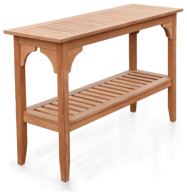 Caterina Teak Wood Outdoor Console Table - Farmhouse - Outdoor Side ...