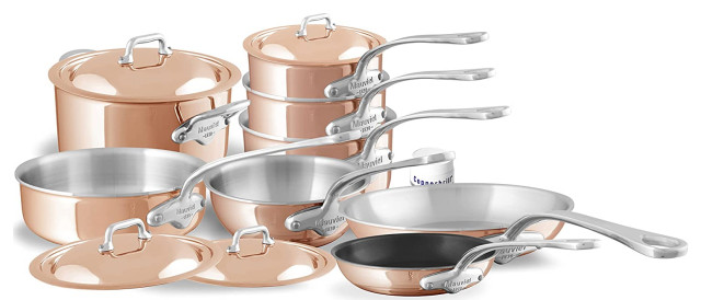 Mauviel M’6S Copper 12-Piece Cookware Set, Cast Stainless Steel Handles ...