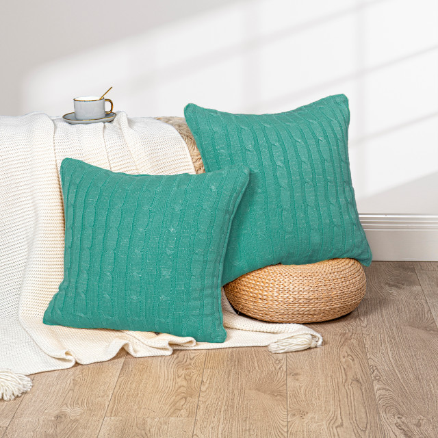 Cable Knit 2 Piece Throw Pillow Shell Set, 2 Piece, 20"x20 ...