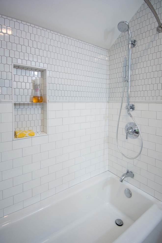 Original Hexagonal Tile in Vintage Bathroom Inspires Penny Round Tile ...