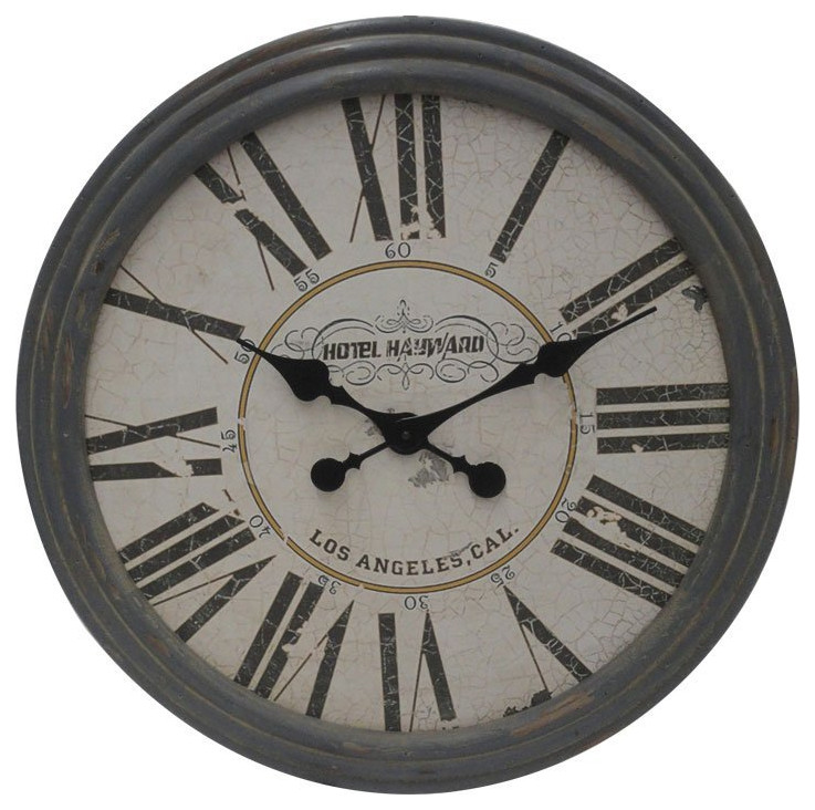 Classic Gray Wooden Clock By Urban Port - Traditional - Wall Clocks ...