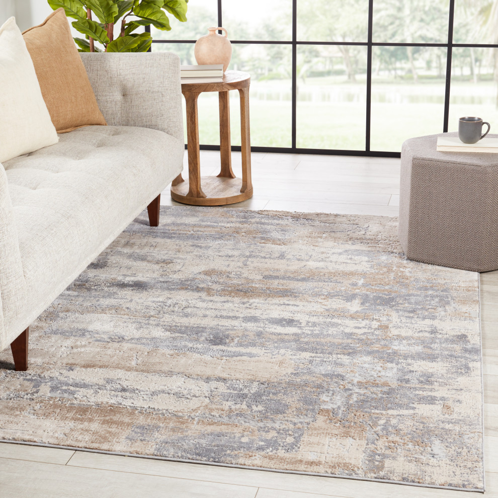 Soltani Abstract Light Tan/ Gray Area Rug, 2'6"X10' - Contemporary ...