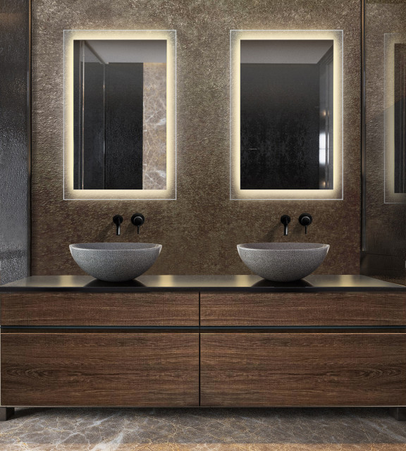 LED Lighted Bathroom Mirror Wall Mount With Defogger, 24"x36" - Modern ...