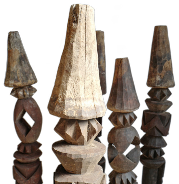 Consigned Carved Wood Tribal Post on Stand - Southwestern - Decorative ...