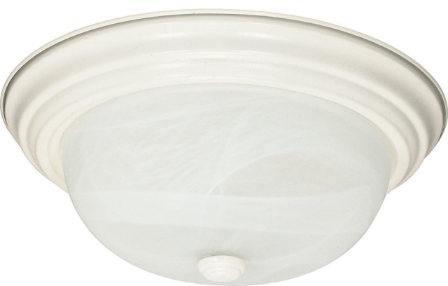 2 Light - 11" Flush Mount-Alabaster Glass, 11"W - Traditional - Flush ...