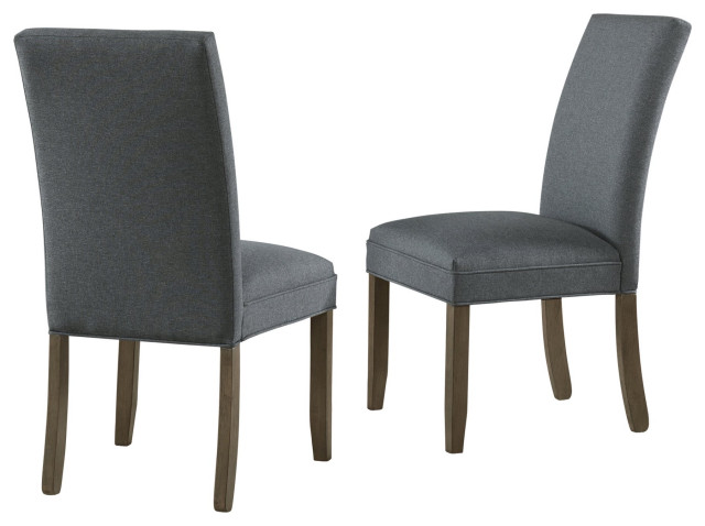 Set of 2 Armless Dining Chair, Cushioned Polyester Seat With Curved ...