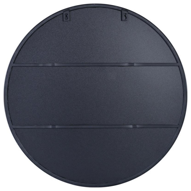 Camden Isle 32 Inch Round Black Metal Frame Mirror - Transitional ...