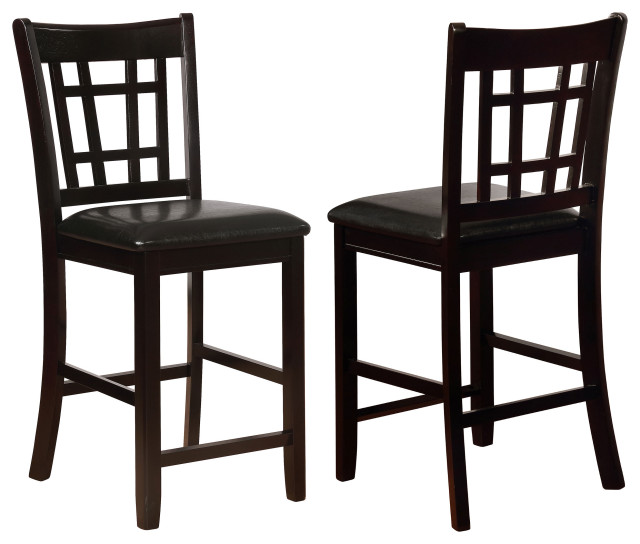 Lavon Upholstered Counter Height Stools Black and Espresso, Set of 2 ...