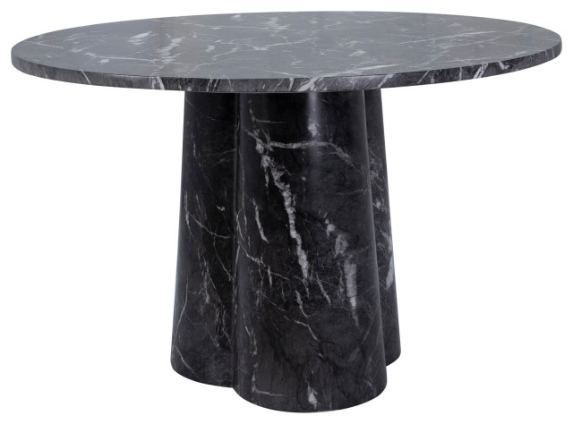Adonis 48" Round Black Marble Transfer Concrete Pedestal Table ...