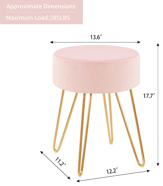 Golden Hairpin Legs Vanity Stool - Midcentury - Vanity Stools And ...