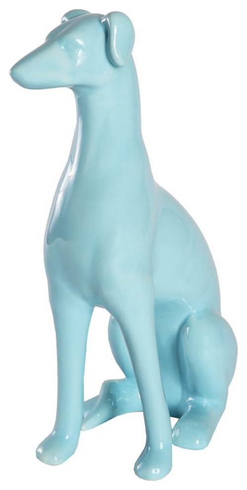 Sitting Greyhound Ceramic Statue - Contemporary - Decorative Objects ...