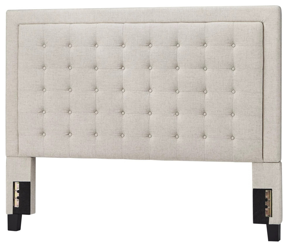 Classic Square Button Tufted Upholstered Headboard, Poplar Wood Frame ...