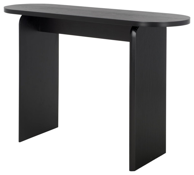 Modern Console Table, Textured Ribbed Legs With Oval Shaped Tabletop ...