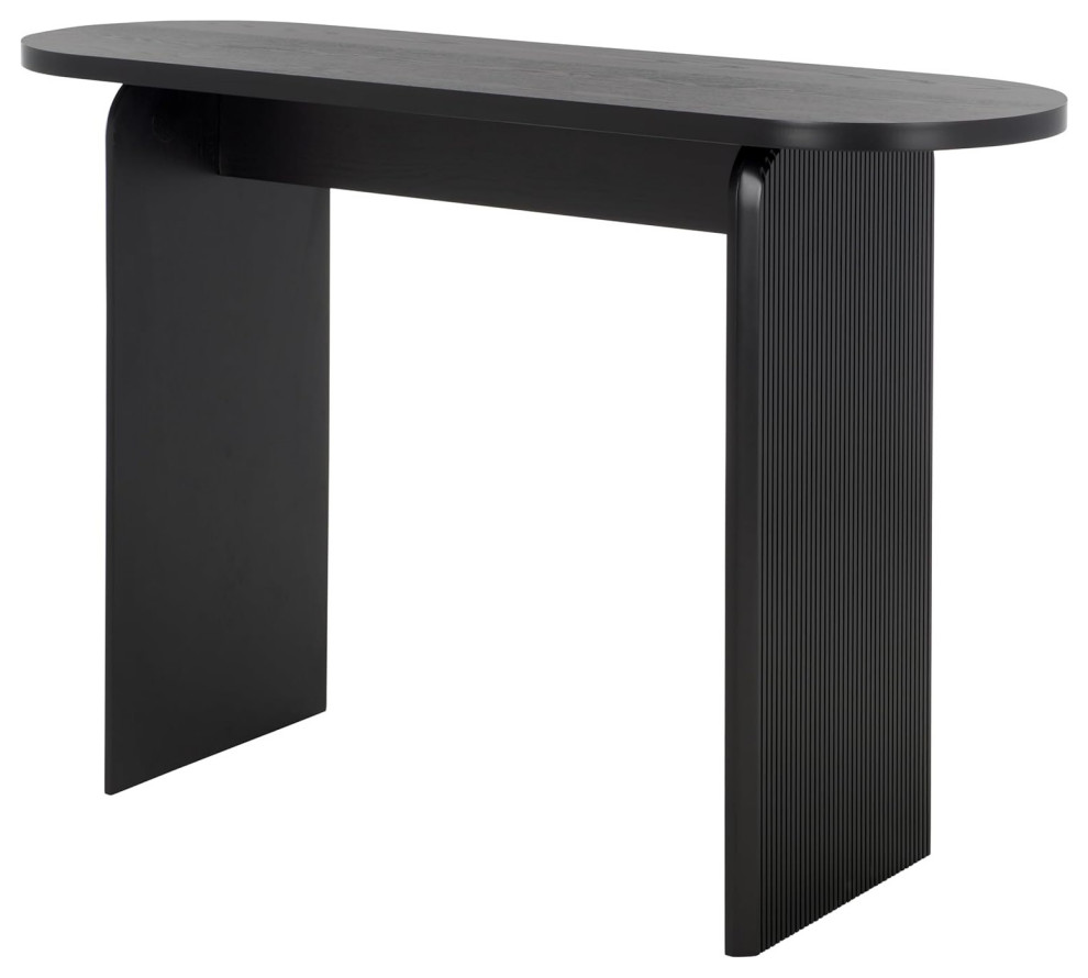 Modern Console Table, Textured Ribbed Legs With Oval Shaped Tabletop ...