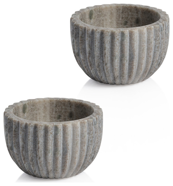 Mulhouse Ribbed Marble Bowls - Transitional - Decorative Bowls - by ...