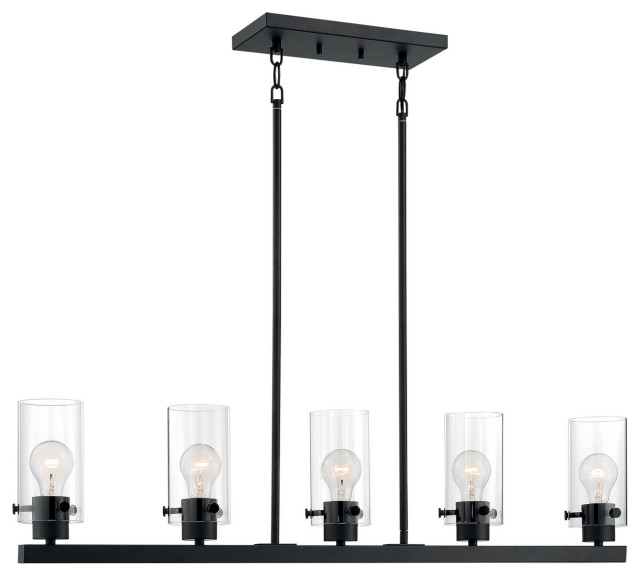 Sommerset Five Light Island Pendant Matte Black Transitional
