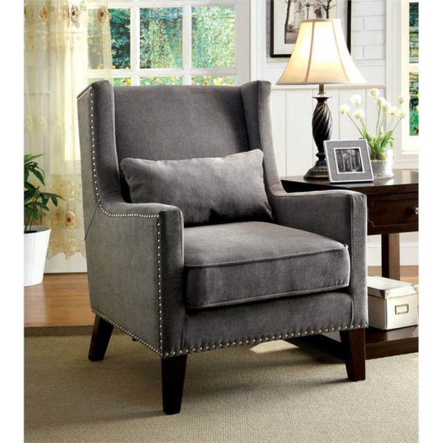 Furniture of America Franklin Fabric Wingback Nailhead Accent Chair in ...