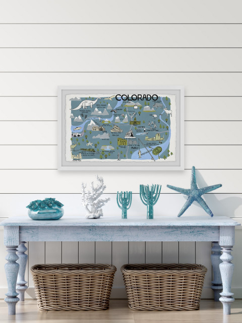 "Colorado Map Destinations III" Framed Painting Print, 45x30 ...