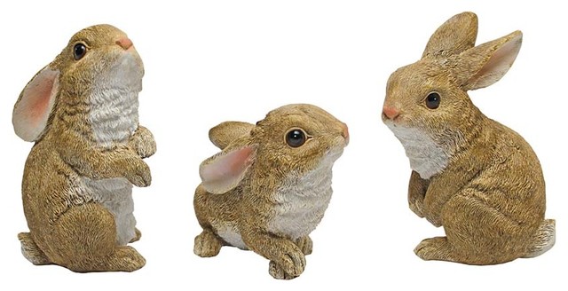 Bunny Den Garden Rabbit Statues, Set of 3 - Contemporary - Garden ...