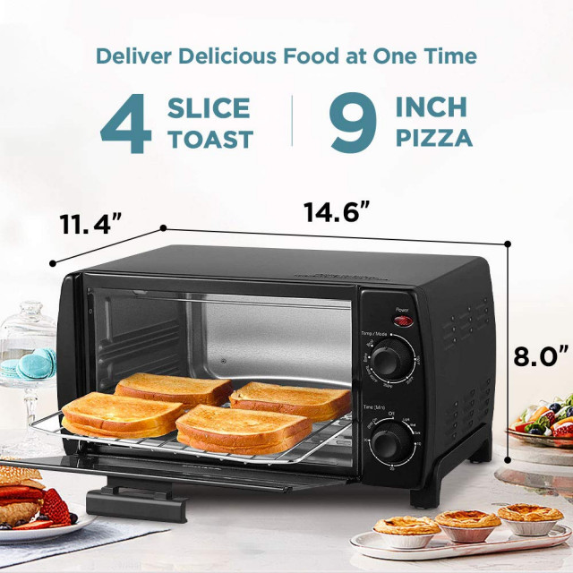 4 Slice Small Toaster Oven Countertop, Retro Compact Design, Multi ...